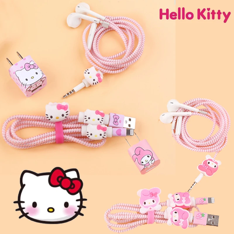 Hello Kitty Cable Bite Protector Wire Kawaii IPhone Data Line Earphone ...