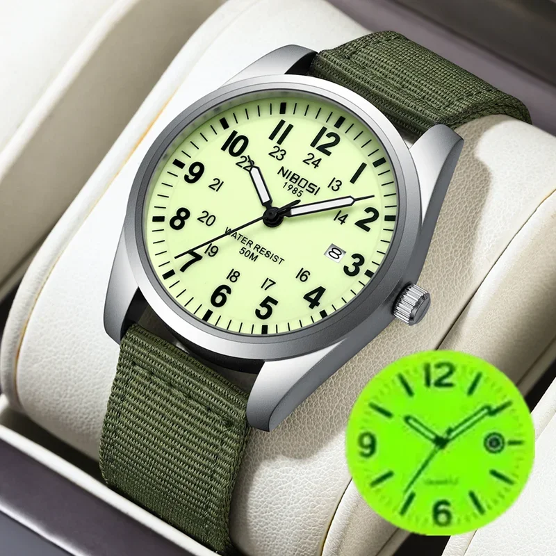 NIBOSI-Fashion-Mens-Watches-Luminous-Nylon-Band-Military-Watch-For-Men ...
