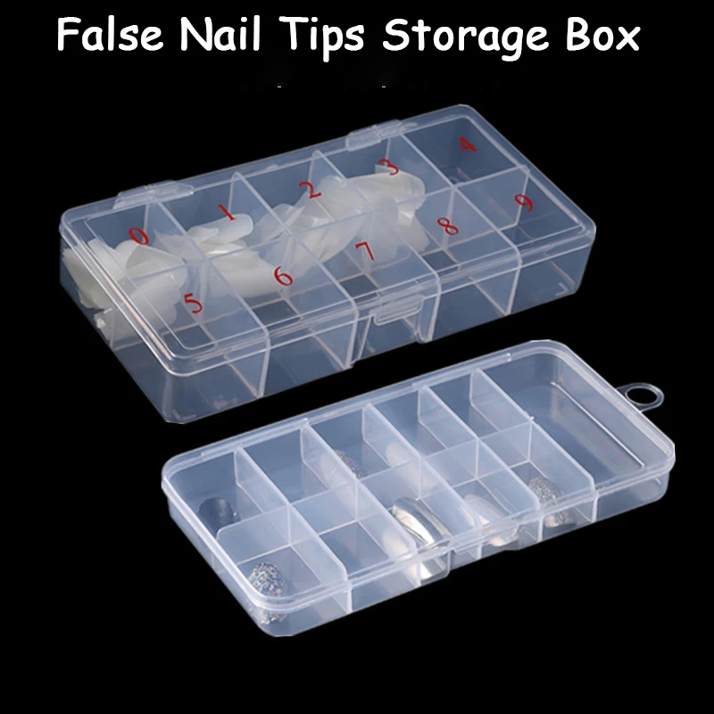 1box-Empty-Nail-Tips-Organizer-Storage-Box-10grids-Transparent ...