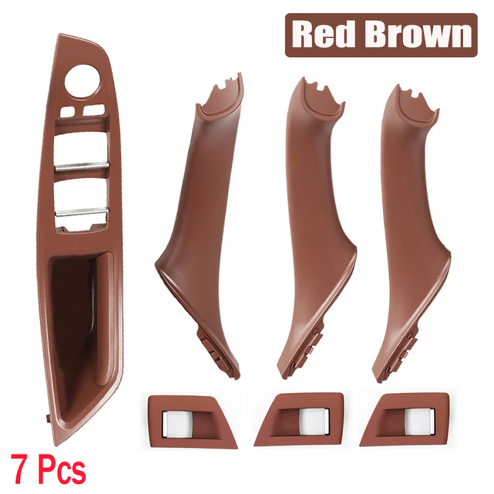 Red-Brown-Car-Inner-Door-Panel-Handle-Pull-Trim-Cover-Fit-For-BMW-5 ...