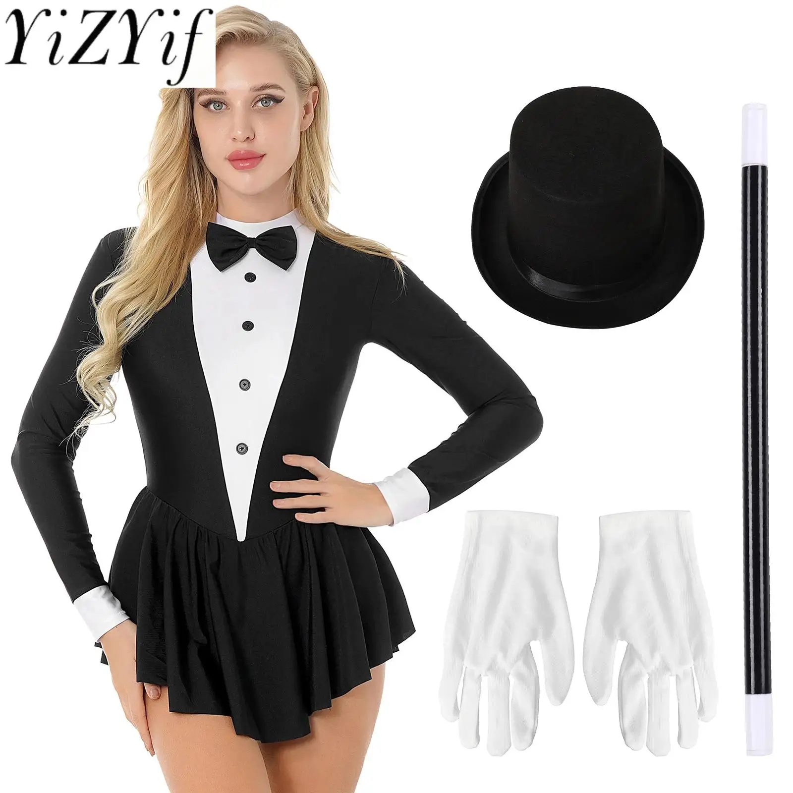 Womens-Magician-Circus-Ringmaster-Cosplay-Costume-Halloween-Performance ...