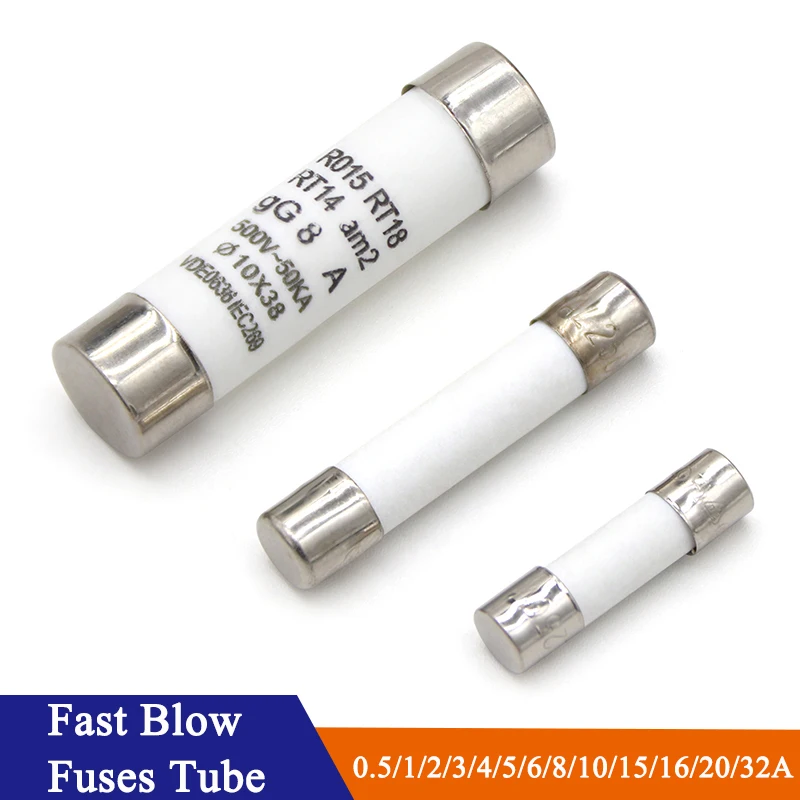10/50/100pcs Carton Ceramic Fuse Tube 0.5/1/2/3/4/5/6/8/10/15/16/20/32A ...