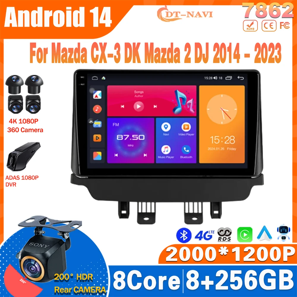 Android14-Car-For-Mazda-CX-3-DK-Mazda-2-DJ-2014-2023-Multimedia-Video ...