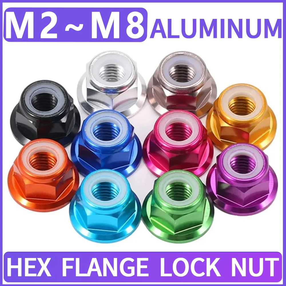 M2 M2.5 M3 M4 M5 M6 M8 Anodized Colourful Aluminum Flange Nylon Lock ...