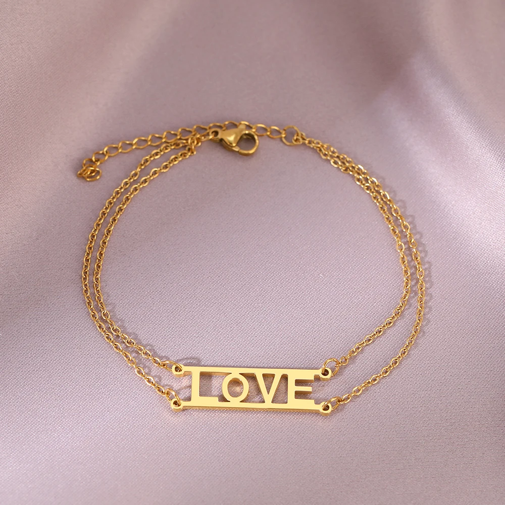 Stainless-Steel-Bracelets-Letter-LOVE-Layered-Chains-Bracelet-Everyday ...
