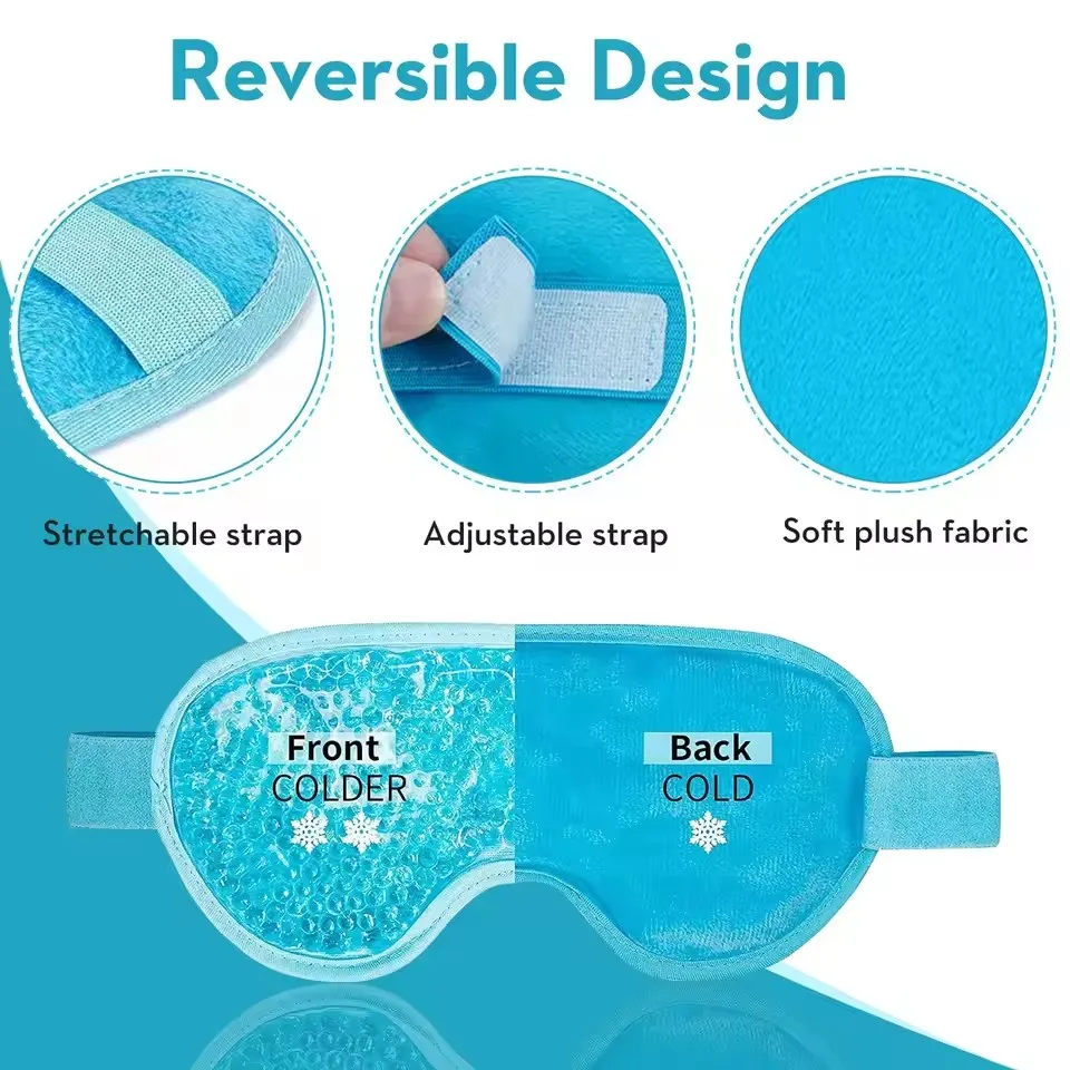Cooling Eye Mask with Gel Bead Reusable Cold Compress Ice Pack Sleeping ...