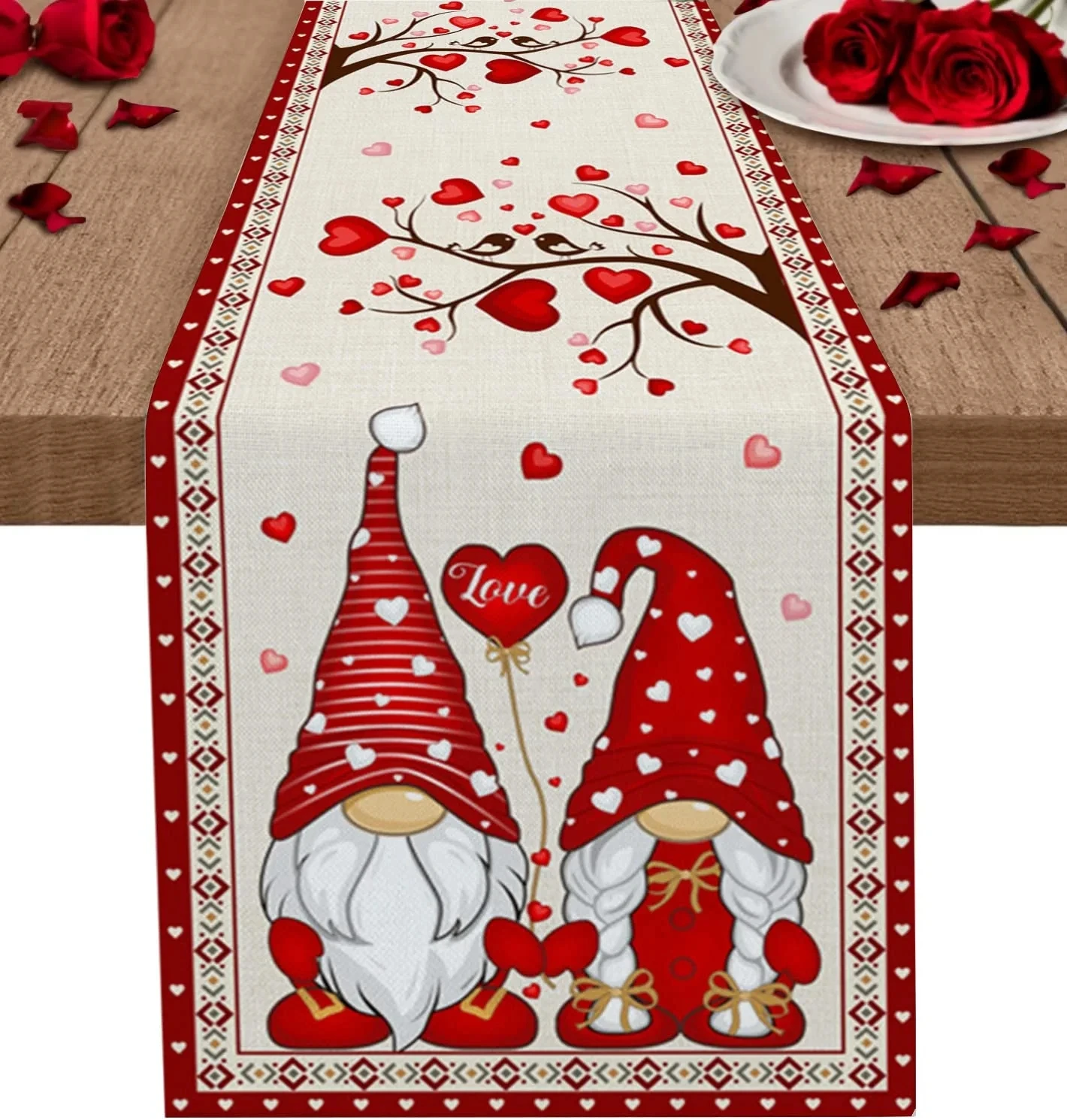 Valentine-s-Day-Linen-Table-Runner-for-Dining-Table-Wedding-Decoration ...