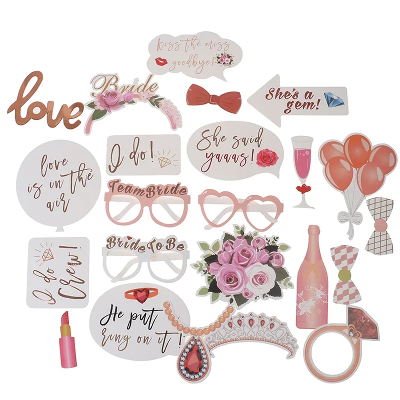 23PCS-set-Hen-Party-Photo-Booth-Props-Bride-To-Be-Selfie-Prop-Rose-Gold ...