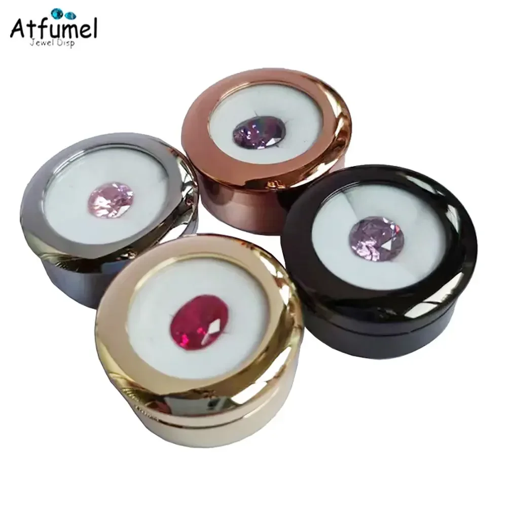 Round Diamond Display Box Stone Gems Storage Case Store Show Gemstone ...