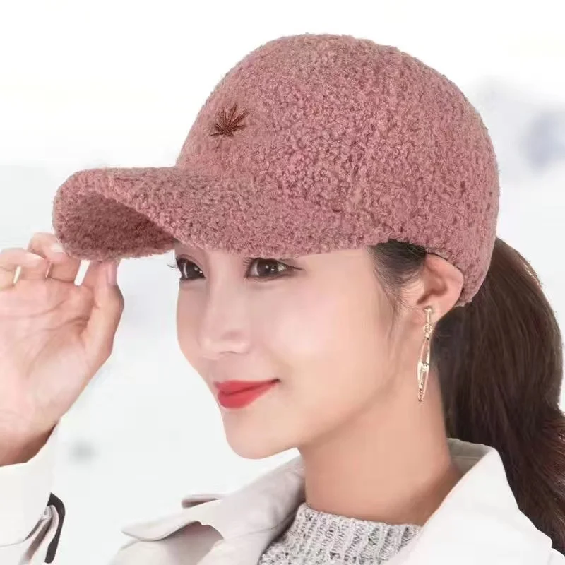 Autumn Winter Lamb Wool Baseball Caps For Womne And Men Solid Color ...