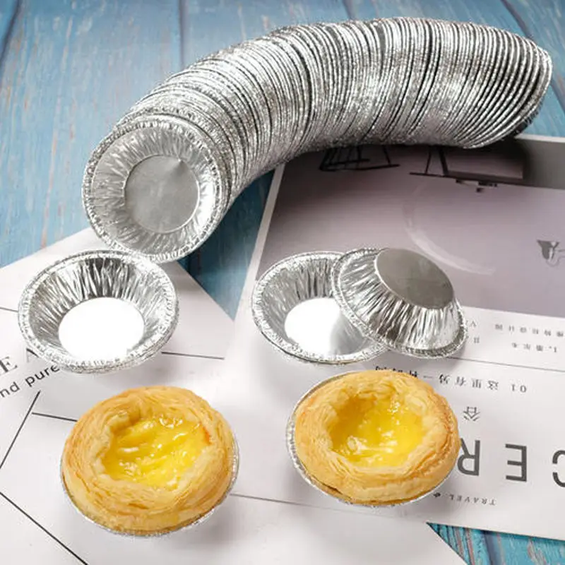 100pcs-Disposable-Aluminum-Foil-Baking-Cups-Egg-Tart-Pan-Cupcake-Case ...