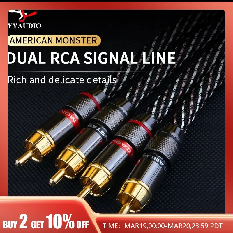 YYAUDIOHIFI-Stereo-RCA-Audio-Cable-6N-OFC-Male-to-Male-2RCA-to-2RCA ...