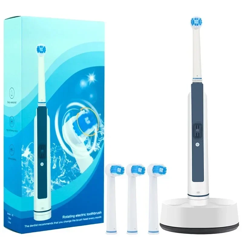 Rotary-Electric-Toothbrush-with-Base-Rechargeable-Dental-Automatic-High ...