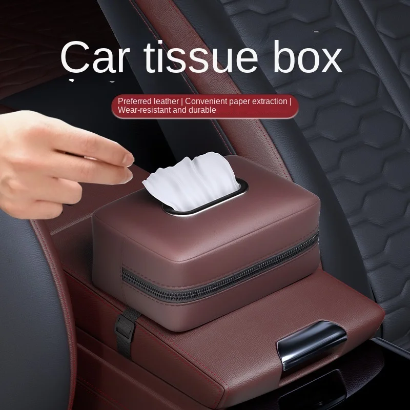 Car Tissue Box Armrest Box Multi-functional Leathercar Tissue Box Seat ...
