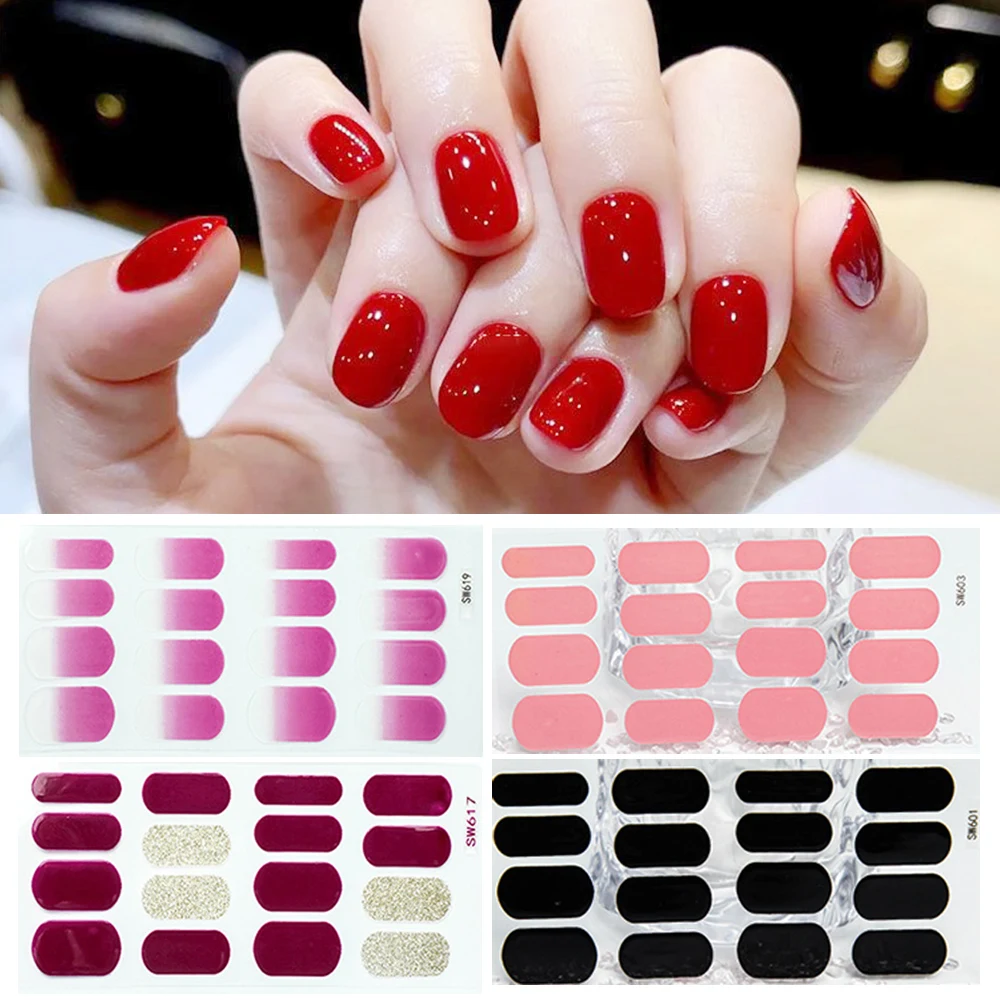 1Sheet-Self-Adhesive-Nail-Sticker-Short-Semi-Cured-Wraps-Fast-Gel-Nail ...