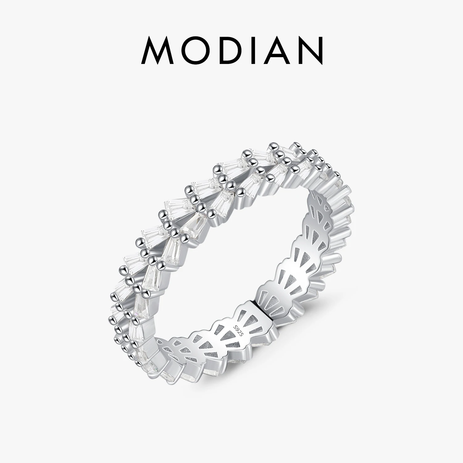 MODIAN-925-Sterling-Silver-Clear-CZ-Trapezoid-Eternity-Finger-Ring-Trendy-Stackable-Wedding-Fine ...