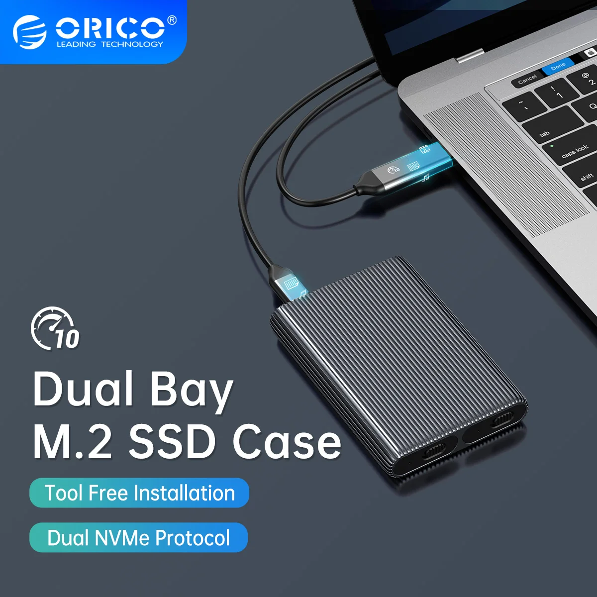 ORICO carcasa de aluminio para SSD M2 NVMe de doble bahía, USB 3,1 ...