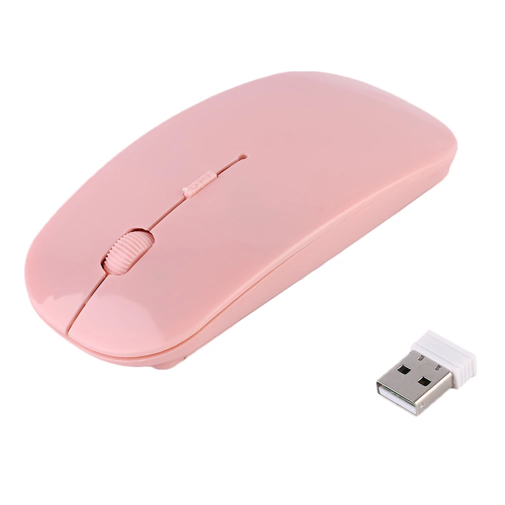 Pink Bluetooth-compatible 2.4ghz Wireless Mous Usb Optical Rechargeable ...