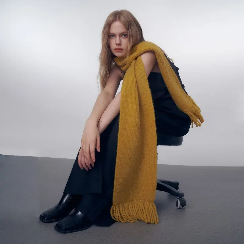 High-Quality-Scarf-Women-Handmade-Woven-Tassel-Solid-Knit-Muffler-Male ...
