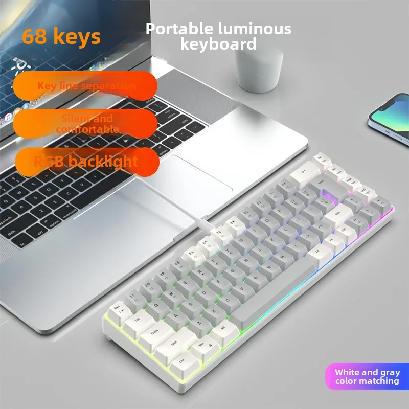 Unisex-K701-Wired-Keyboard-68-Keys-Detachable-Cable-Women-s-Mechanical ...