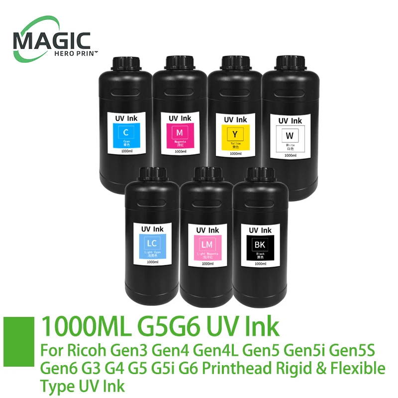 1000ML LED Curable UV Ink For Ricoh Gen3 Gen4 Gen4L Gen5 Gen5i Gen5S ...