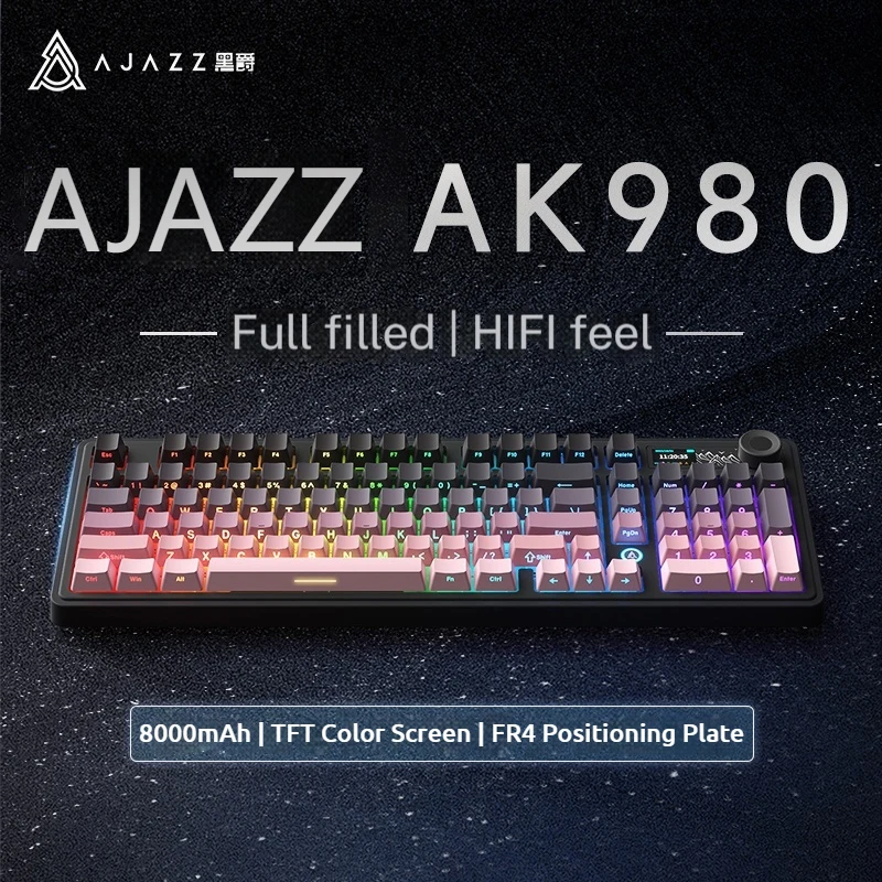 AJAZZ AK980 Mechanical Keyboard Wireless Bluetooth Tri-Mode Customized ...