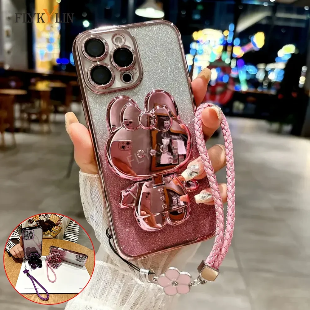 Luxury Glitter Rabbit Mirror Phone Case For MOTO G14 G13 G23 G73 G72 ...