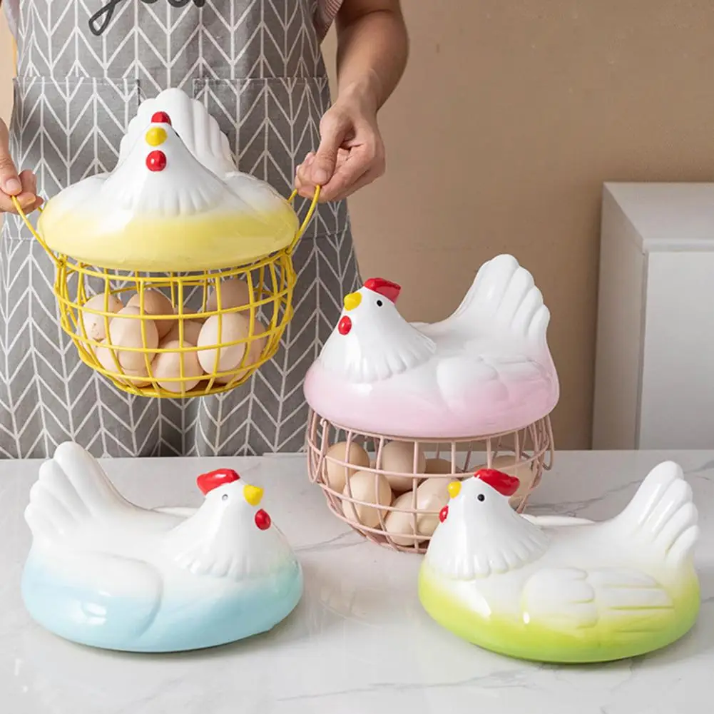 Hen-Shape-1-Set-Modern-Multi-functional-Lovely-Home-Eggs-Basket-Iron ...