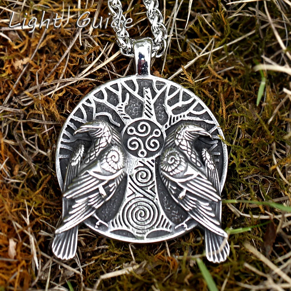2022 New Norse Viking jackdaws tree of Life and Raven pendant Necklace ...