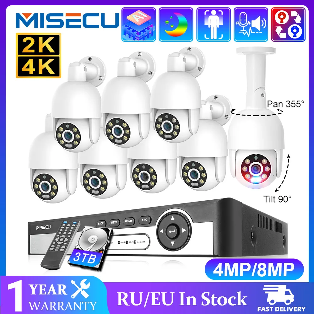 Misecu 8ch 4k Poe Camera System H.265 8mp Ai Smart Auto Tracking Ptz ...