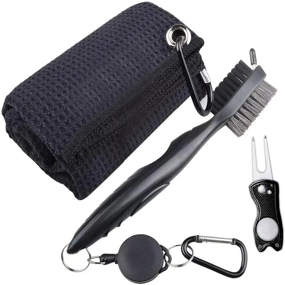 Golf-Club-Brush-and-Towel-Cleaner-Kit-Dual-Sided-Groove-Cleaning-Brush ...
