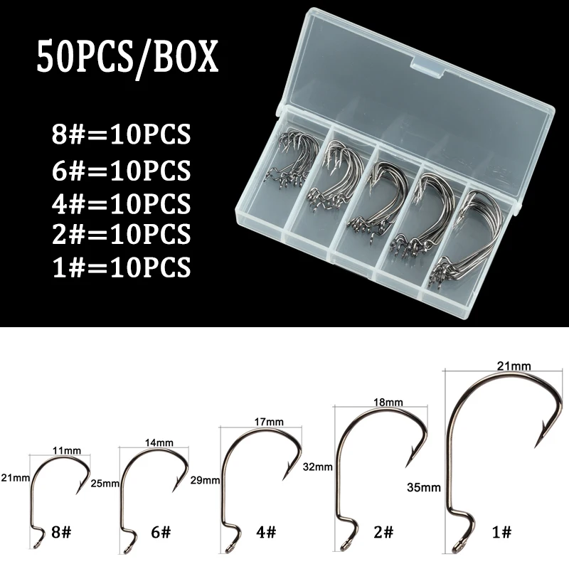 50pcs-100pcs-Sea-Hooks-Fishing-Box-Offset-Hook-2-3-0-Carp-Snap-Fishing ...