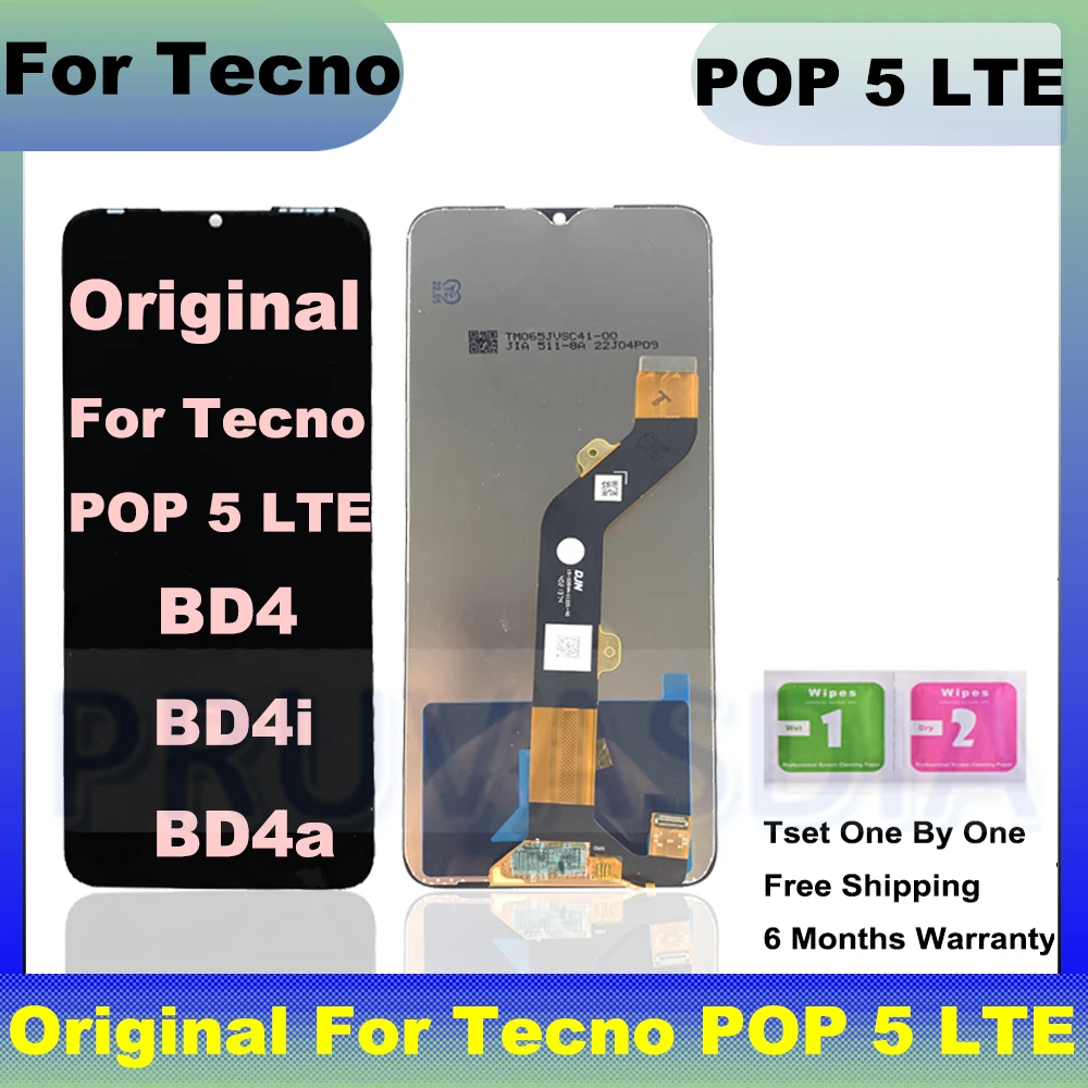 Tecno Pop 5 LTE BD4 BD4i LCD 디스플레이 터치 스크린 디지타이저 어셈블리 패널 교체 용 원본 디스플레이 ...