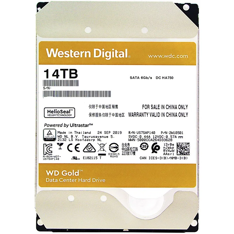 Original Brand WD Gold Enterprise Class 14TB HDD 7200RPM SATA III 512MB ...