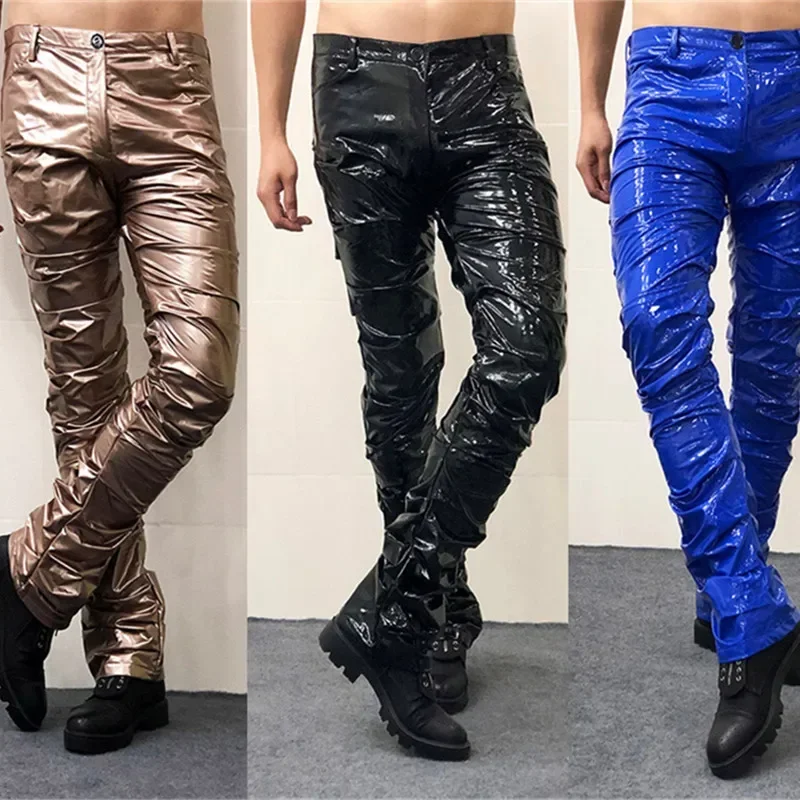 Motorcycle-Reflective-PU-Leather-Trousers-Bar-Stage-Rock-Singer-Hip-Hop ...