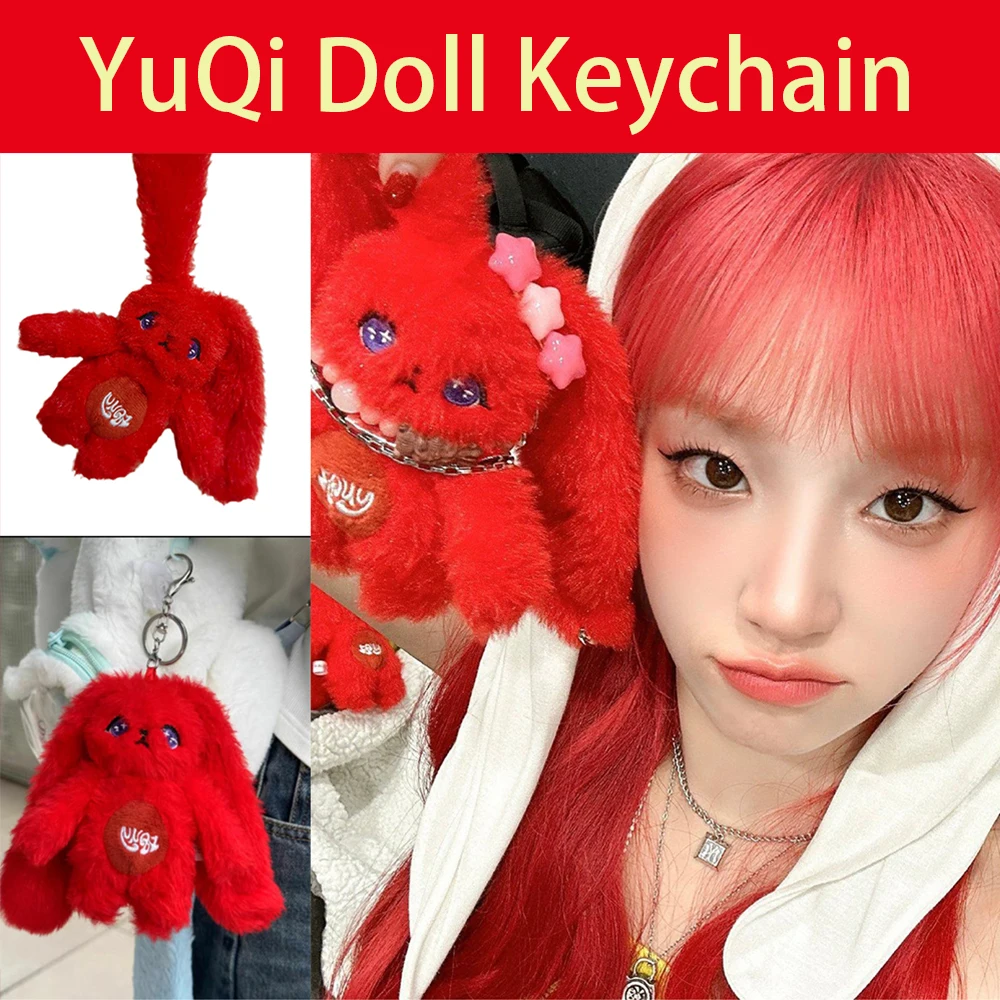 Kpop-YuQi-llavero-de-mu-eca-de-peluche-de-conejo-rojo-de-dibujos ...