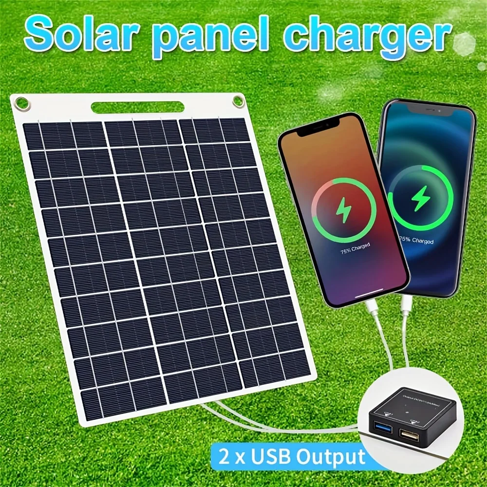 Portable Solar Phone Charger - 2 USB Ports 5V/2.4A Fast Charging for ...