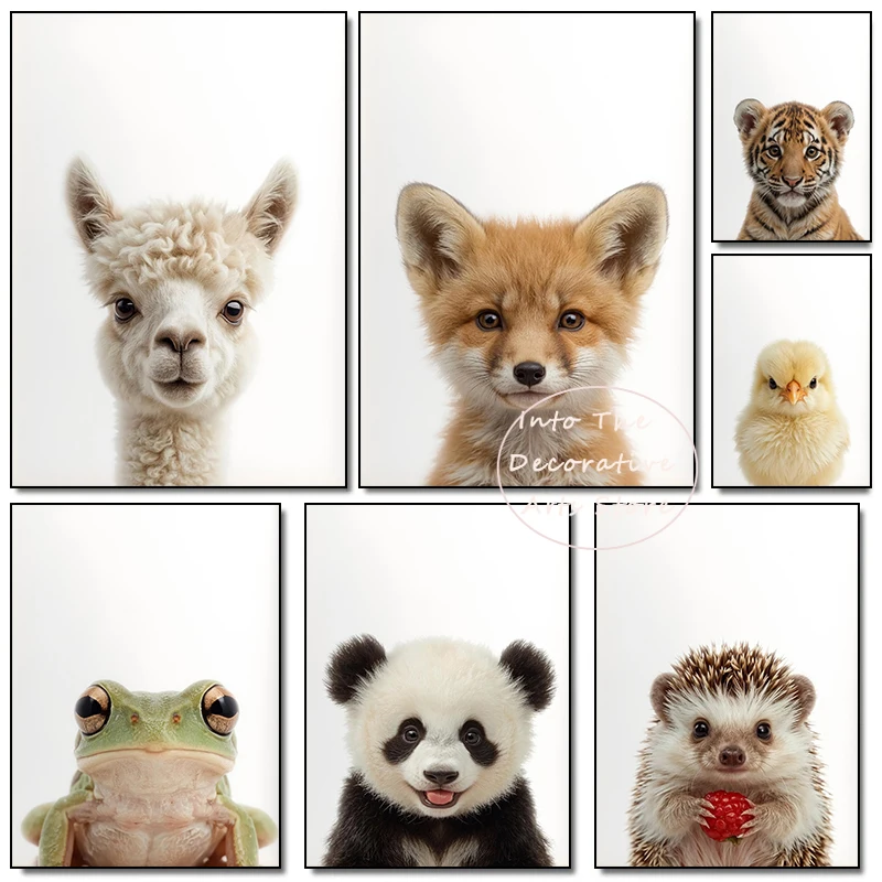Cute Animals Nature Forest Baby Chick Sheep Crocodile Hedgehog Poster ...