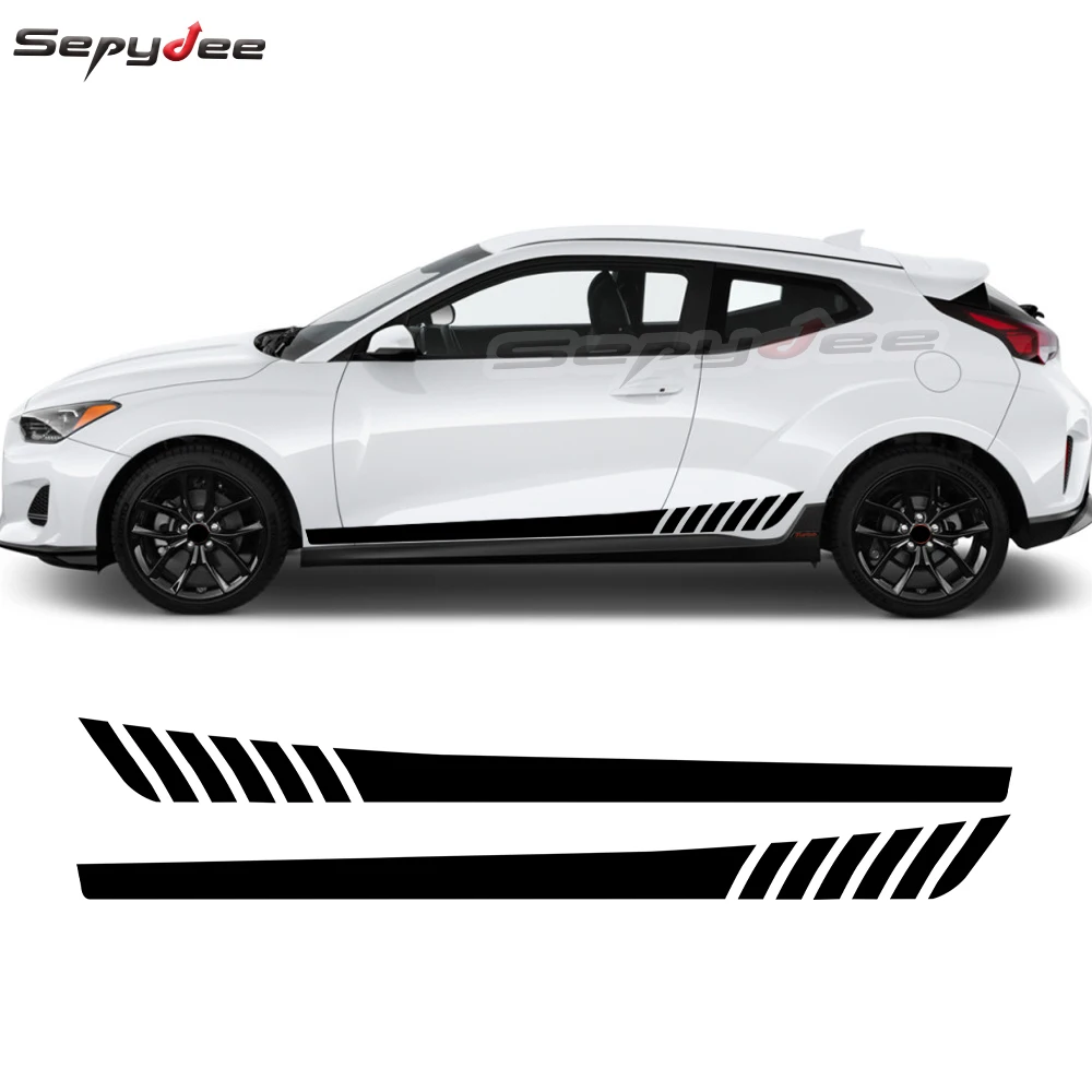 2Pcs-Racing-Sport-Car-Body-Door-Side-Stripes-Skirt-Stickers-Vinyl-Film ...