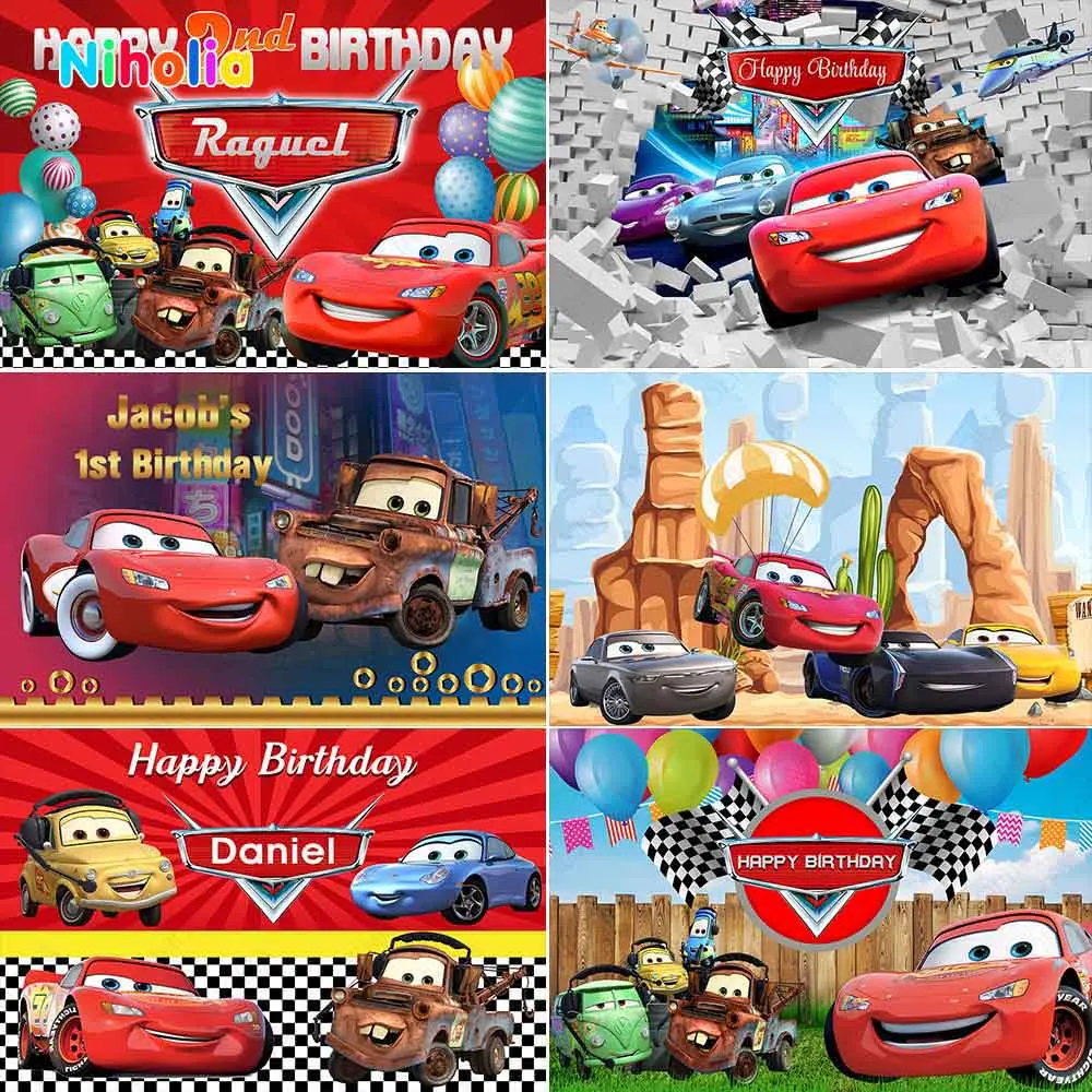 Cars Photo Background - Cartoon Photography Backdrop Disney Kids 1st ...