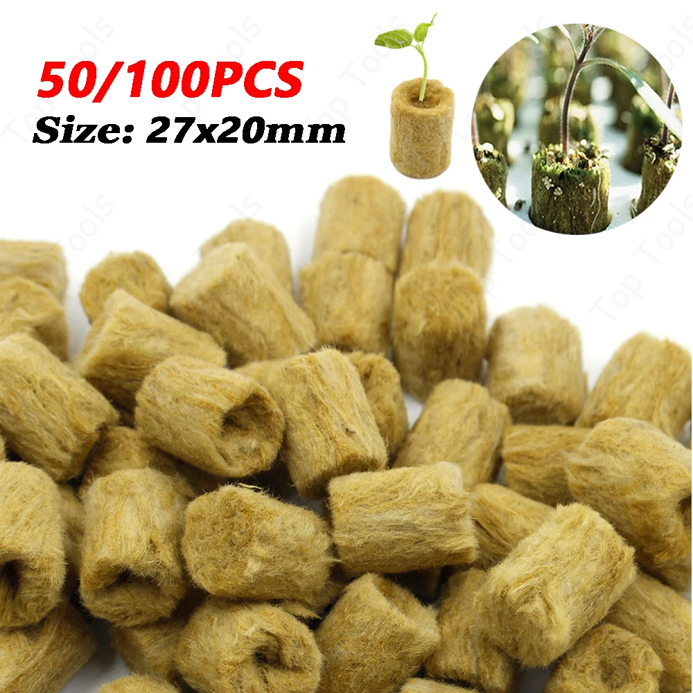 50-100pcs-Single-Hole-Grow-Plug-Starter-Cubes-Soilless-Rock-Wool-Plant ...