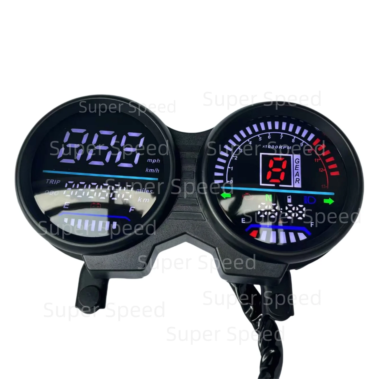 Digital Meter LED Speedometer Gauge Motorcycle Odometer For BAJAJ BOXER ...