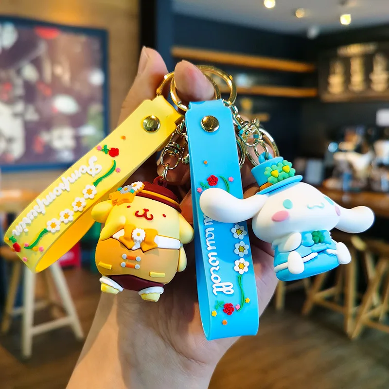 Kawaii-Sanrio-Keychain-Kuromi-Cinnamoroll-Pom-Pom-Purin-Pvc-Doll-Key ...
