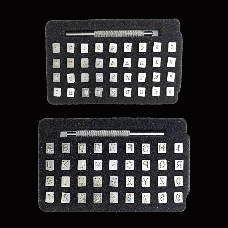 Conjunto de Selos de Aço Alfabeto e Números para Artesanato em Couro ...