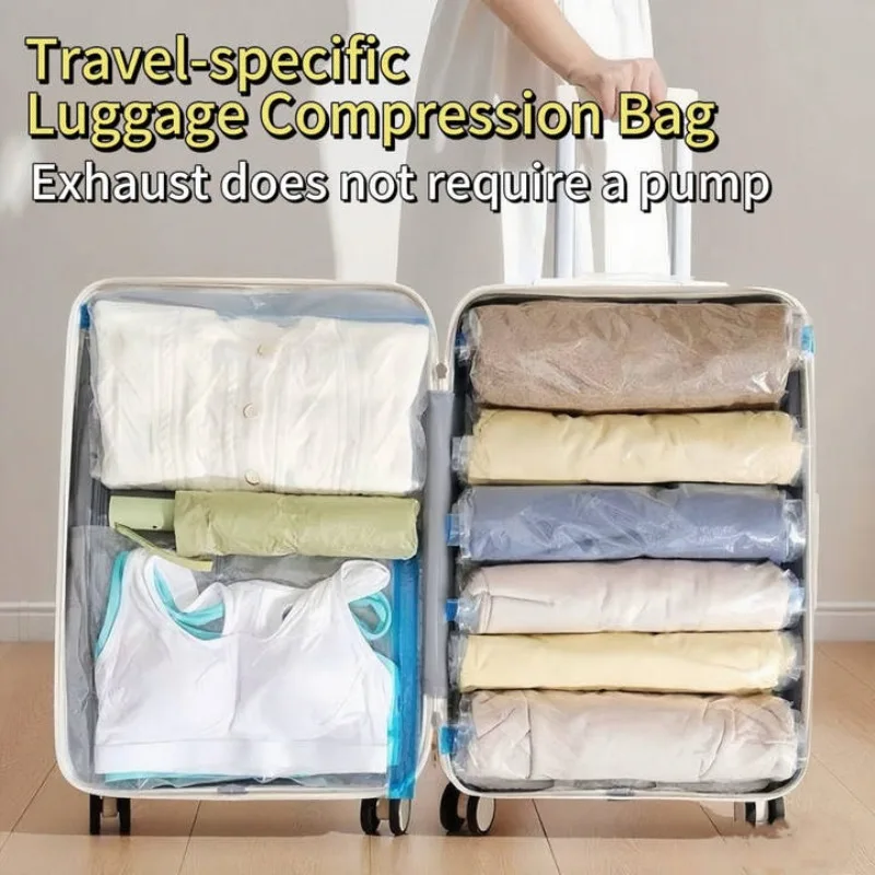 Travel Roll-Up Compression Bags Reusable Vacuum Storage Bag Saves 80% ...