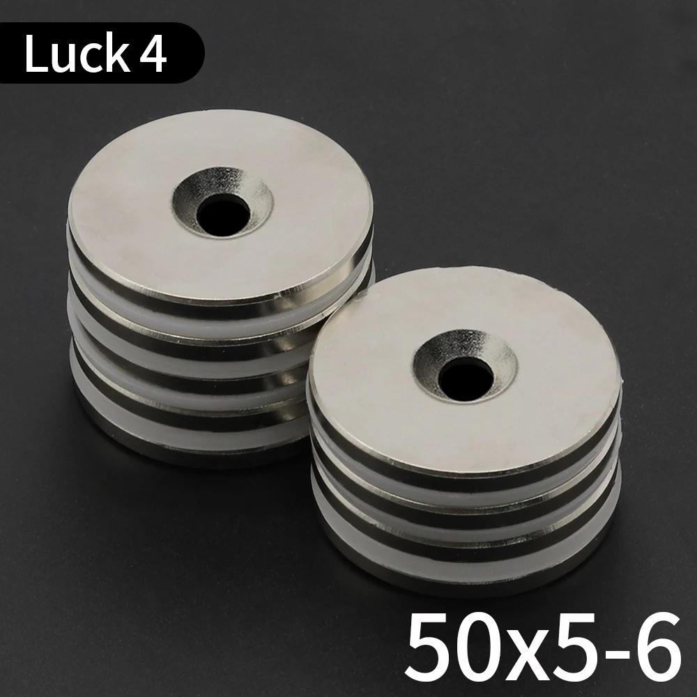 1/2/5/10 Pcs 50x5-6 Neodymium Magnet 50mm x 5mm Hole 6mm N35 NdFeB ...