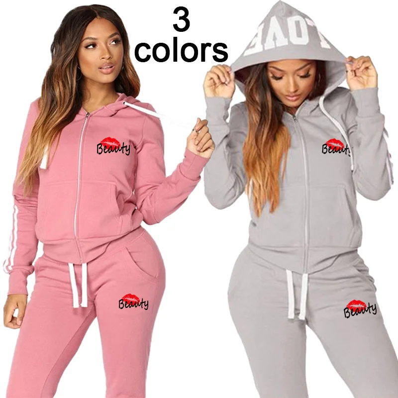 Conjunto-de-ropa-deportiva-estampada-para-mujer-con-cremallera-completa ...