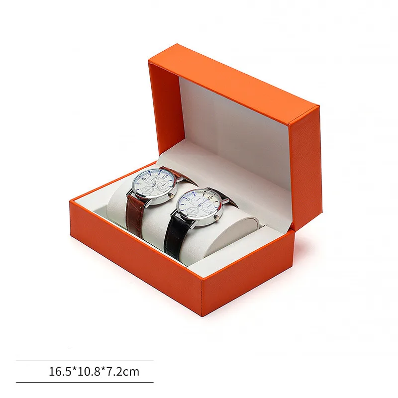 16.5x10.8x7.2cm orange/white/black/bule/coffee Pu watch box couple pair ...