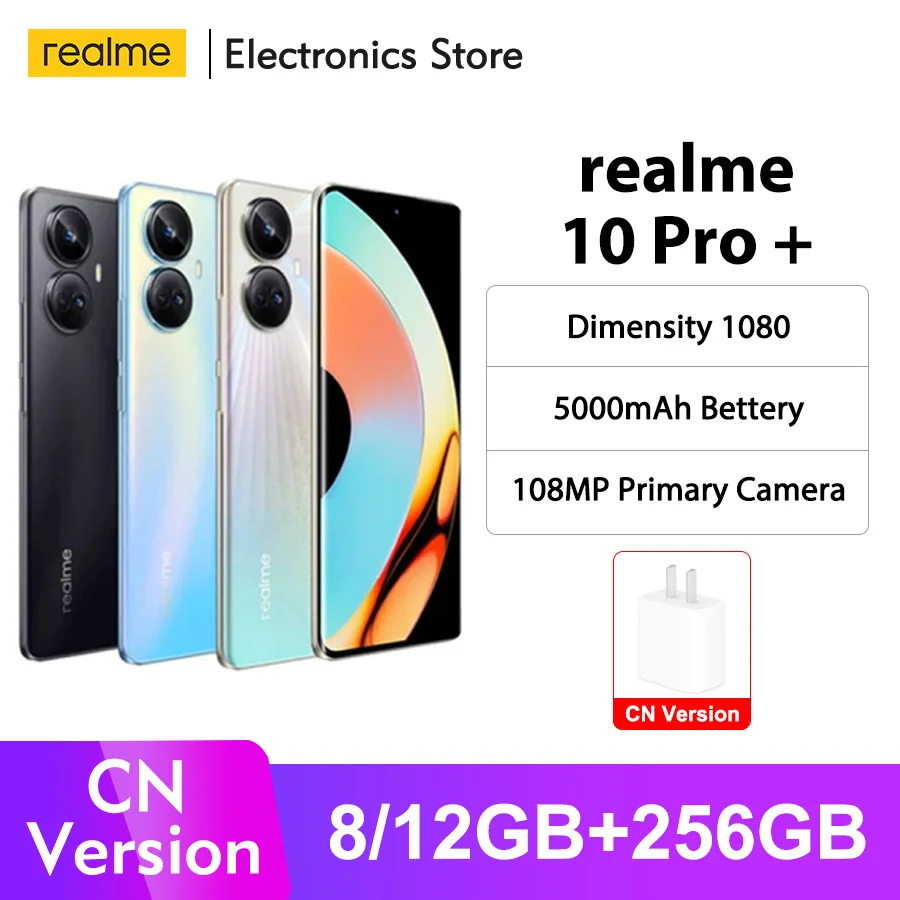 CN Version realme 10 pro + 5G Smartphone Dimensity 1080 Flagshiop Core ...