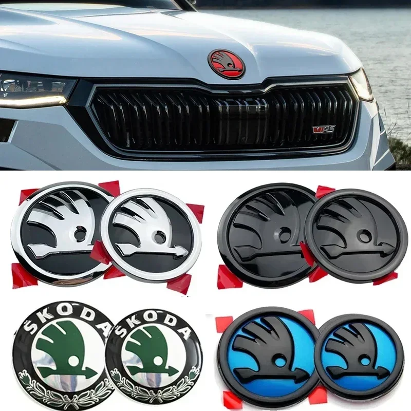 for Skoda 80mm 90mm ABS Car Front Grille Emblem Trunk Stickers Logo ...
